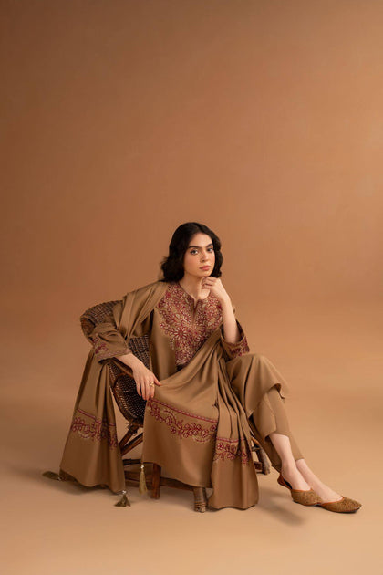 Pezwan - Winter 3PC Dhanak Embroidered Suit - SS0418 – Zallbury